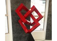 China Red Painted Stainless Steel Geometric Sculpture Modern Art Decoration Custom Size for sale