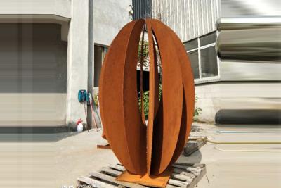 China Corten Steel Garden Sculpture Rusty Finish 120cm H Outdoor Landscape Decor for sale