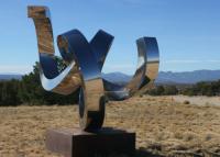 China Polished Stainless Steel Abstract Sculpture 180 cm Contemporary Metal Garden Ornament for sale