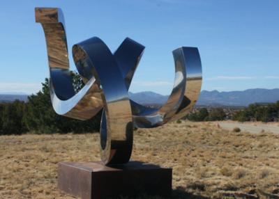 China Polished Stainless Steel Abstract Sculpture 180 cm Contemporary Metal Garden Ornament for sale