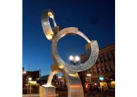 China Large Outdoor Stainless Steel Water Feature Fountain 300 cm Brushed Finish for sale