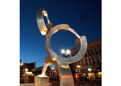 China Large Outdoor Stainless Steel Water Feature Fountain 300 cm Brushed Finish for sale