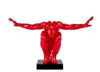 China Custom Size Red Painted Fiberglass Diver Sculpture Life Size Decoration for sale