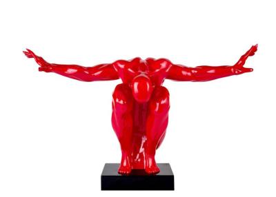 China Custom Size Red Painted Fiberglass Diver Sculpture Life Size Decoration for sale