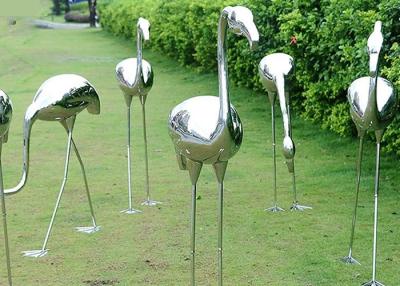 China Polished Stainless Steel Crane Sculpture 100cm Height Garden Decoration Outdoor Art for sale