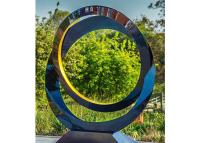 China Stainless Steel Circle Decorative Sculpture 100cm Polished Titanium Outdoor Art for sale