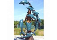 China Life Size Bronze Dolphin and Mermaid Sculpture Custom Casting Finish for Garden for sale