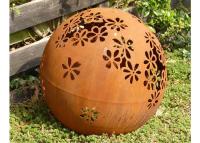 China Corten Steel Ball Sculpture 120cm H Outdoor Garden Landscape Decorative Sphere for sale