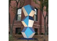 China Painted Stainless Steel Geometric Sculpture 200 cm Outdoor Art Decor for sale