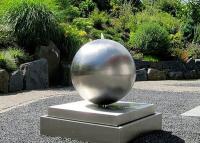 China Brushed Stainless Steel Water Ball Fountain 100cm Outdoor Garden Decor Sculpture for sale