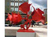 China Modern Red Stainless Steel Outdoor Rose Sculpture 200 cm Corrosion Resistant for sale