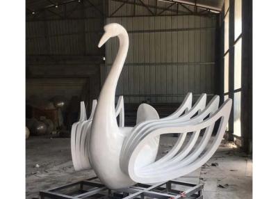 China Large Stainless Steel White Swan Sculpture Custom Size Painted Outdoor Decoration for sale