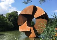 China Corten Steel Urban Landscape Sculpture 180H Rusty Metal Garden Art for sale