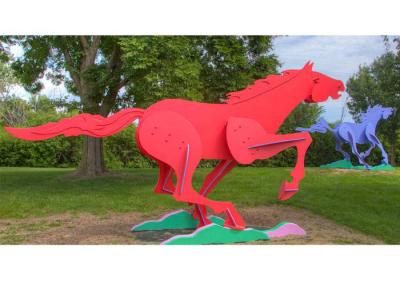 China Life Size Painted Stainless Steel Running Horse Sculpture for Outdoor Gardens - Custom Sizes & Colors Available for sale