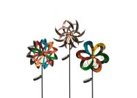 China Outdoor Stainless Steel Kinetic Wind Sculpture 150cm Colorful Spinner Garden Art for sale