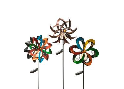 China Outdoor Stainless Steel Kinetic Wind Sculpture 150cm Colorful Spinner Garden Art for sale