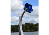 China Blue Stainless Steel Flower Sculpture 300cm Painted Finish Garden Decor for sale