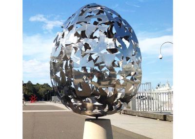 China Egg Hollow Shape Stainless Steel Sculpture 200cm H Mirror Polished Metal Ball Art for sale