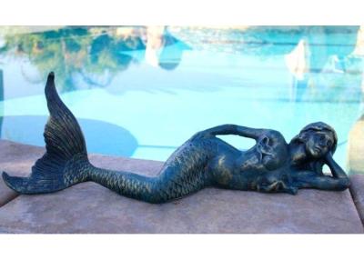 China Bronze Mermaid Sculpture Outdoor Pool Decoration - 200 cm Length Customizable Garden Art Metal Statue for sale