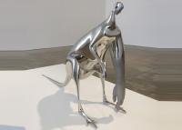 China Modern Art Stainless Steel Kangaroo Sculpture Human Head Hands 160cm H Custom for sale