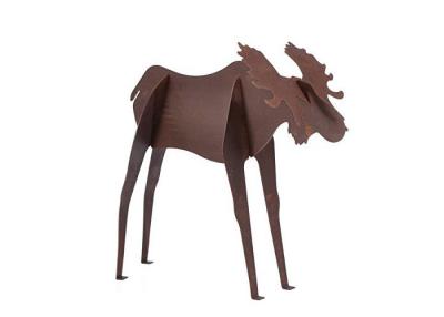 China Large Corten Steel Moose Statue 150cm Garden Animal Sculpture with Natural Rust Finish for sale