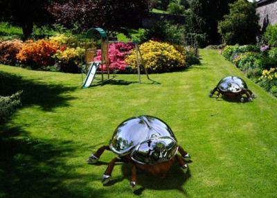 China Large Stainless Steel Insect Sculpture Custom Size Titanium Coated Garden Art for sale