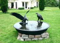 China Antique Bronze Eagle Birdbath Bowl Garden Sculpture 35cm Corrosion Resistant for sale