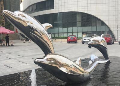 China Life Size Stainless Steel Dolphin Sculpture Polished Finish for Water Fountain for sale