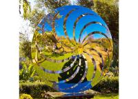 China Mirror Polished Stainless Steel Windmill Sculpture 200 cm Diameter Garden Art for sale