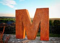 China Corten Steel Letter M Sculpture 150H Rusty Outdoor Park Decoration for sale