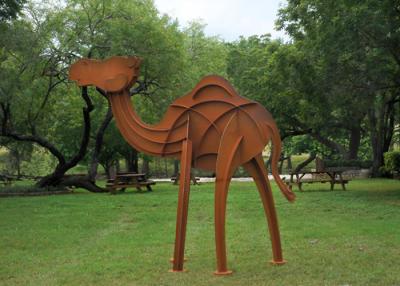 China Corten Steel Camel Sculpture Rusty Finish 150H Outdoor Yard Art Decoration for sale