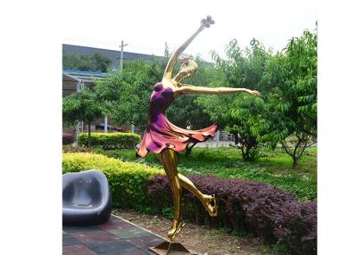 China Titanium Plated Stainless Steel Dancing Girl Statue Life Size Customizable Outdoor Garden Decoration for sale