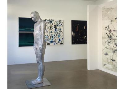 China Life Size Matt Finish Stainless Steel Standing Man Sculpture 180cm H Custom for sale