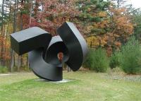 China Custom Stainless Steel Abstract Garden Sculpture 200cm Black Painted Outdoor Art for sale