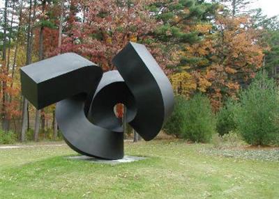 China Custom Stainless Steel Abstract Garden Sculpture 200cm Black Painted Outdoor Art for sale