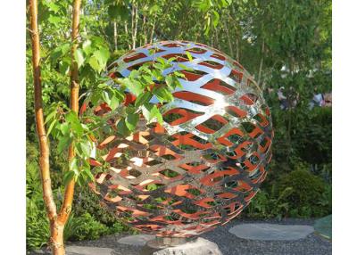 China 150 cm Diameter Stainless Steel Ball Sculpture Polished Metal Hollow Sphere Garden Decoration for sale