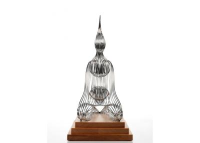 China Seated Figure Stainless Steel Abstract Sculpture 100cm Mirror Polished Outdoor Art for sale