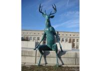 China Large Green Patina Bronze Deer Statue 100cm Casting for Street Decor for sale