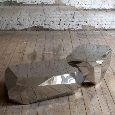 China Stainless Steel Polished Bench Sculpture Custom Size for Garden Landscape Decor for sale