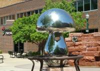 China Mirror Polished Stainless Steel Mushroom Sculpture 180cm Outdoor Garden Art for sale