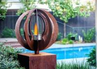 China Corten Steel Fire Pit Sculpture 150cm H Outdoor Garden Decoration Rusty Finish for sale