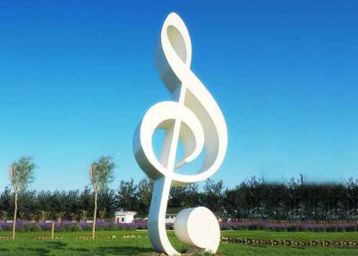 China White Painted Stainless Steel Music Note Sculpture 200 cm Outdoor Garden Art for sale