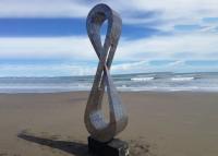 China Contemporary Garden Art Abstract Stainless Steel Sculpture 180cm H Matt Finish for sale