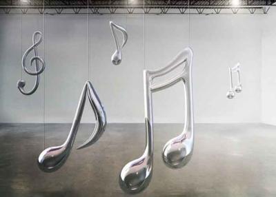 China Mirror Polished Stainless Steel Music Note Sculpture 200 cm Outdoor Art for sale