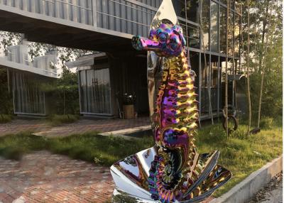 China Large Lifelike Stainless Steel Seahorse Sculpture on Shell 180cm 200cm for Outdoor Garden Decoration for sale