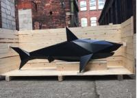 China Life Size Stainless Steel Shark Sculpture - Custom Dimensions, 35 Day Delivery, Black Painted Outdoor Metal Art for sale