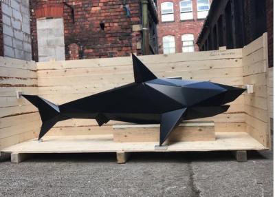 China Life Size Stainless Steel Shark Sculpture - Custom Dimensions, 35 Day Delivery, Black Painted Outdoor Metal Art for sale