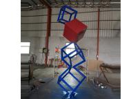 China Painted Cube Modern Art Stainless Steel Sculpture For Garden Decor for sale
