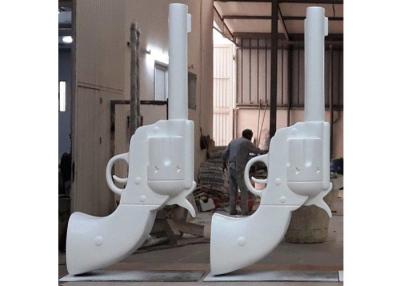 China Painted White Large Stainless Steel Gun Sculpture Custom Size Outdoor Public Art for sale