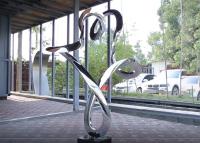 China 316 Stainless Steel Twist Sculpture 150cm/250cm Height with Polished Mirror Finish and Granite Base for Outdoor Decoration for sale